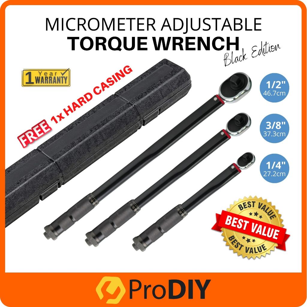 1/2'' 1/4" Driver Click Adjustable Micrometer Torque Wrench Spanar 28 ...