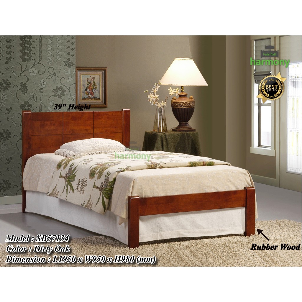 Harmony Oakland Wooden Single Bed Frame / Solid Wood Single Bed / Katil ...