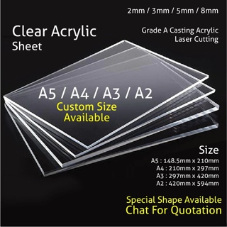 Acrylic Sheet/Perspex A5/A4/A3/A2 Casting Acrylic / Grade A / Perspex ...