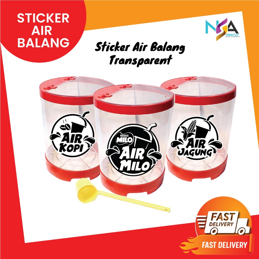 Sticker Transparent Air Balang Black and White Stiker Plastik Jus Buah ...