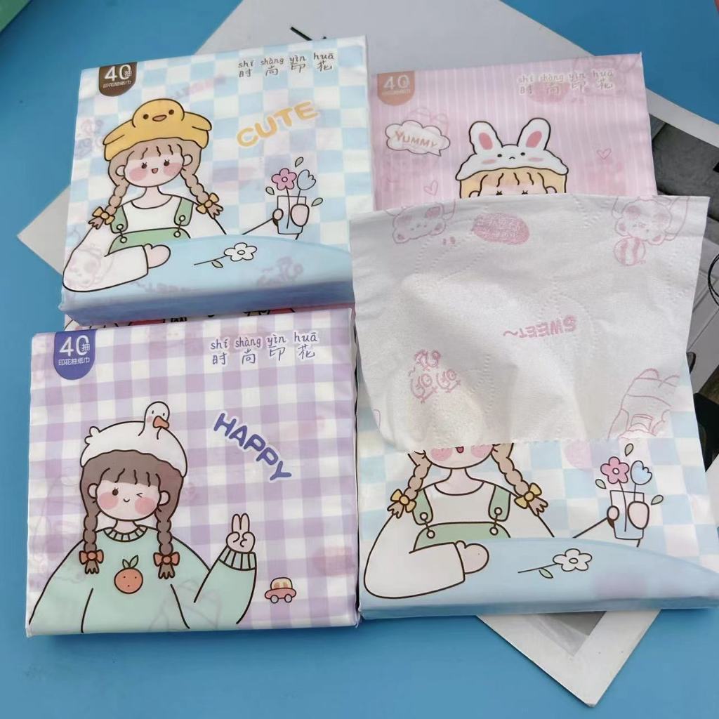 𝗝𝘀 𝗦𝗲𝗹𝗳𝗰𝗮𝗿𝗲 Cartoon Tissue Cute printed 40pcs/package 3ply bear tisu 卡通 ...