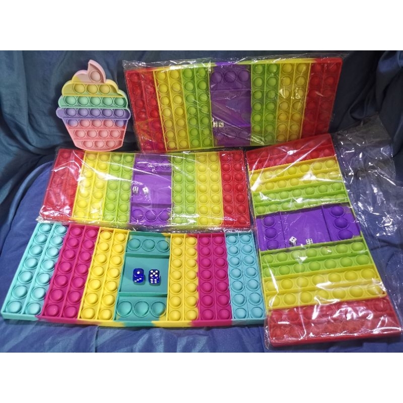 Rainbow Pop it battle board games fight or cup cake pop it push bubble ...