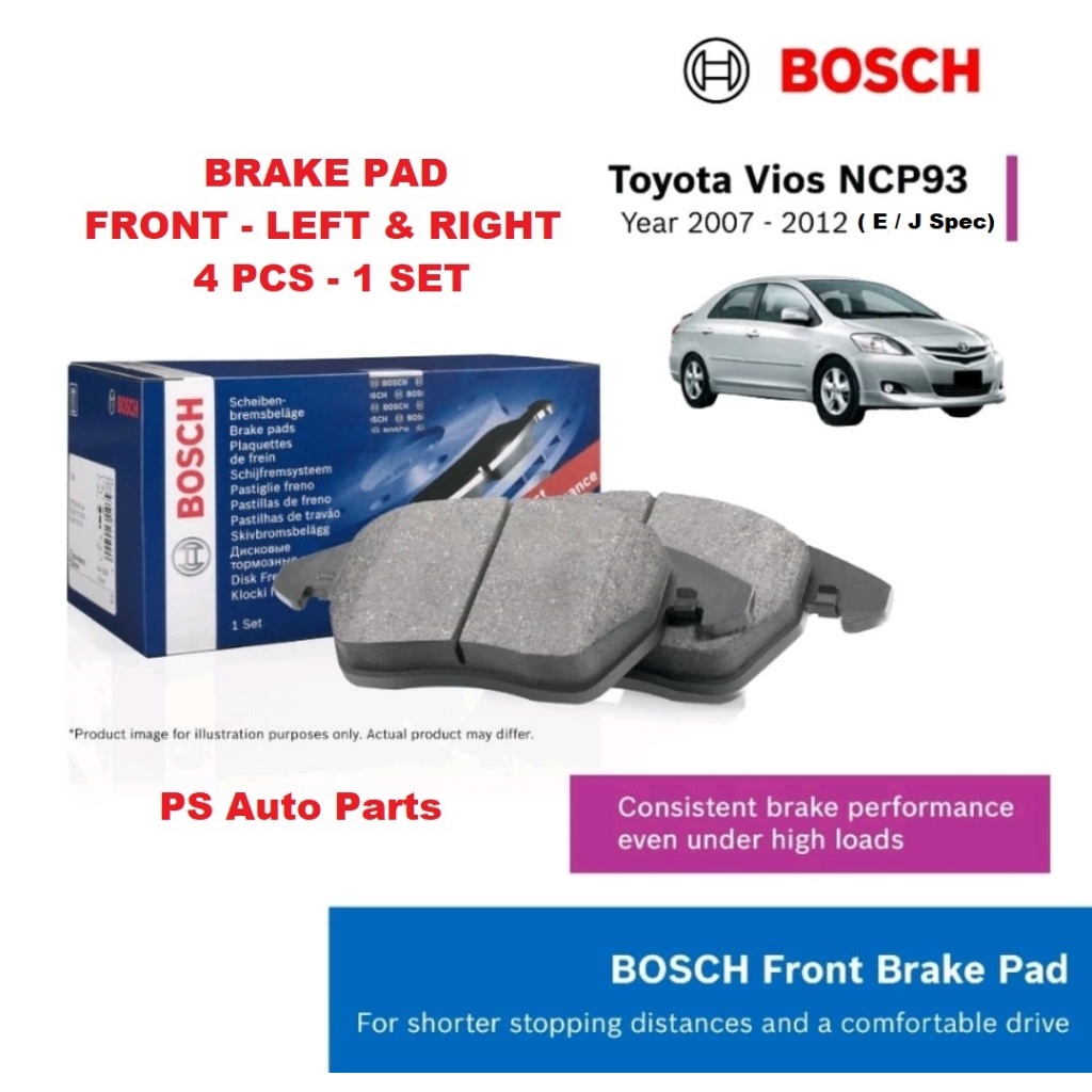 Toyota Vios NCP 93 Front Brake Pad (Brek Pad Depan) - Bosch Brake Pad 0 ...