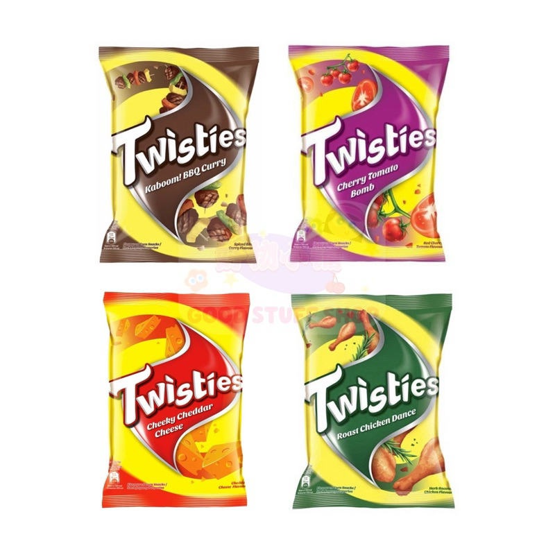 Twisties Snack Bbq Curry/Cherry Tomato/Roast Chicken/Cheddar Cheese(60g ...