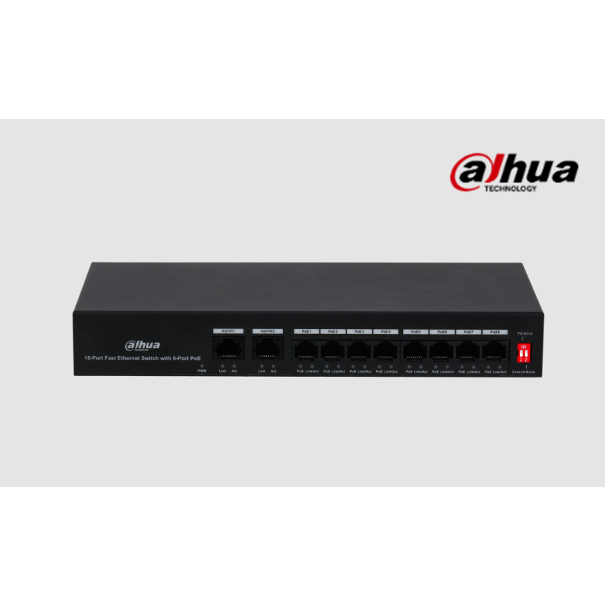 DAHUA | PFS3010-8ET-65 | 8 Port PoE + 2 x UTP Uplink ( 250 meter POE ...