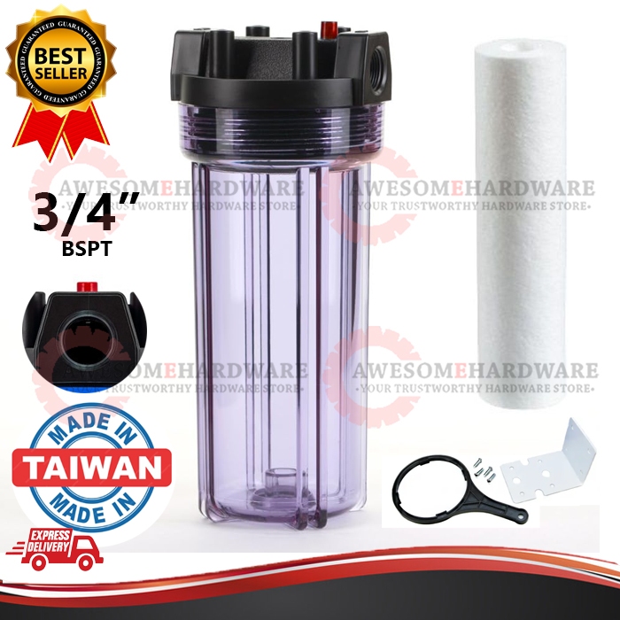 (MADE IN TAIWAN) 10" 3/4" CLEAR HEAVY DUTY OUTDOOR CTO WATER FILTER ...
