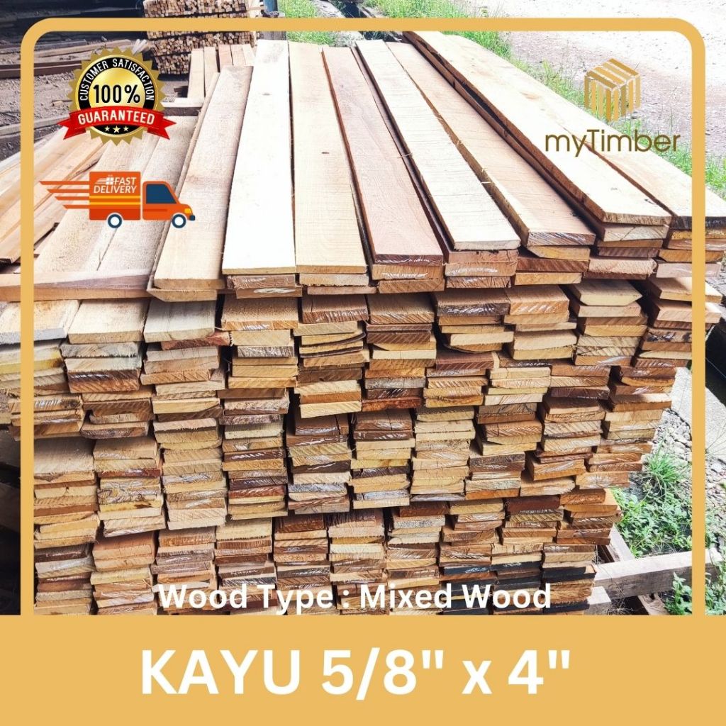 5/8" x 4" [7 & 8FT] Mixed Wood / Kayu DIY Katil / Solid Wood Timber ...