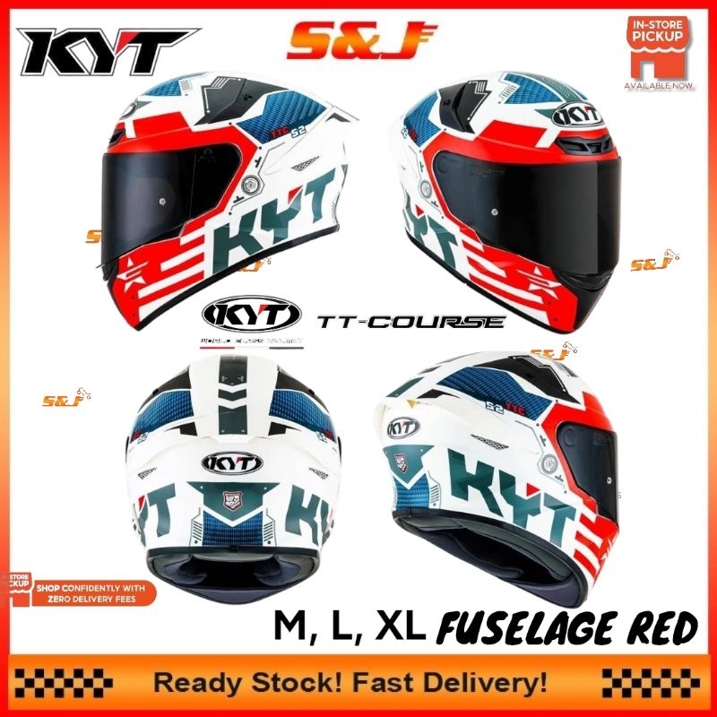 2023 KYT FUSELAGE RED TT COURSE FULL FACE HELMET M L XL | Shopee Malaysia