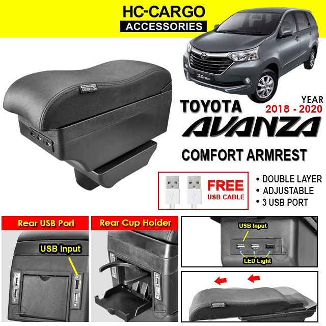 Toyota Avanza 2018 - 2020 HC - 15 Comfort Adjustable Arm Rest (7 USB ...