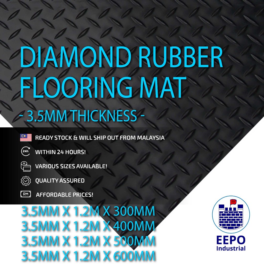EEPO Diamond Rubber Floor Matting with 3.5mmT x 1.2mW (VARIOUS SIZES ...