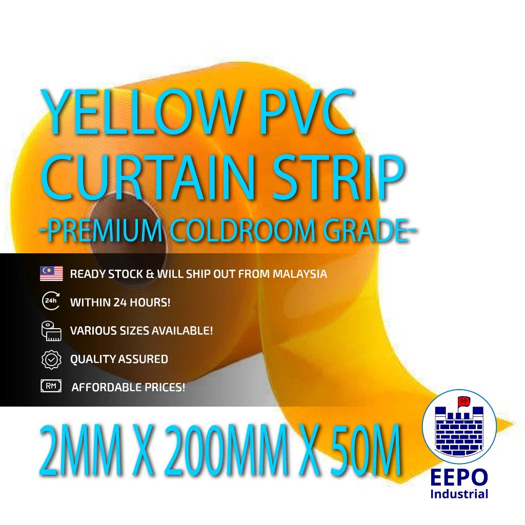 EEPO Yellow PVC Curtain Premium Coldroom Grade Strip 2mm x 200mm x 50m ...