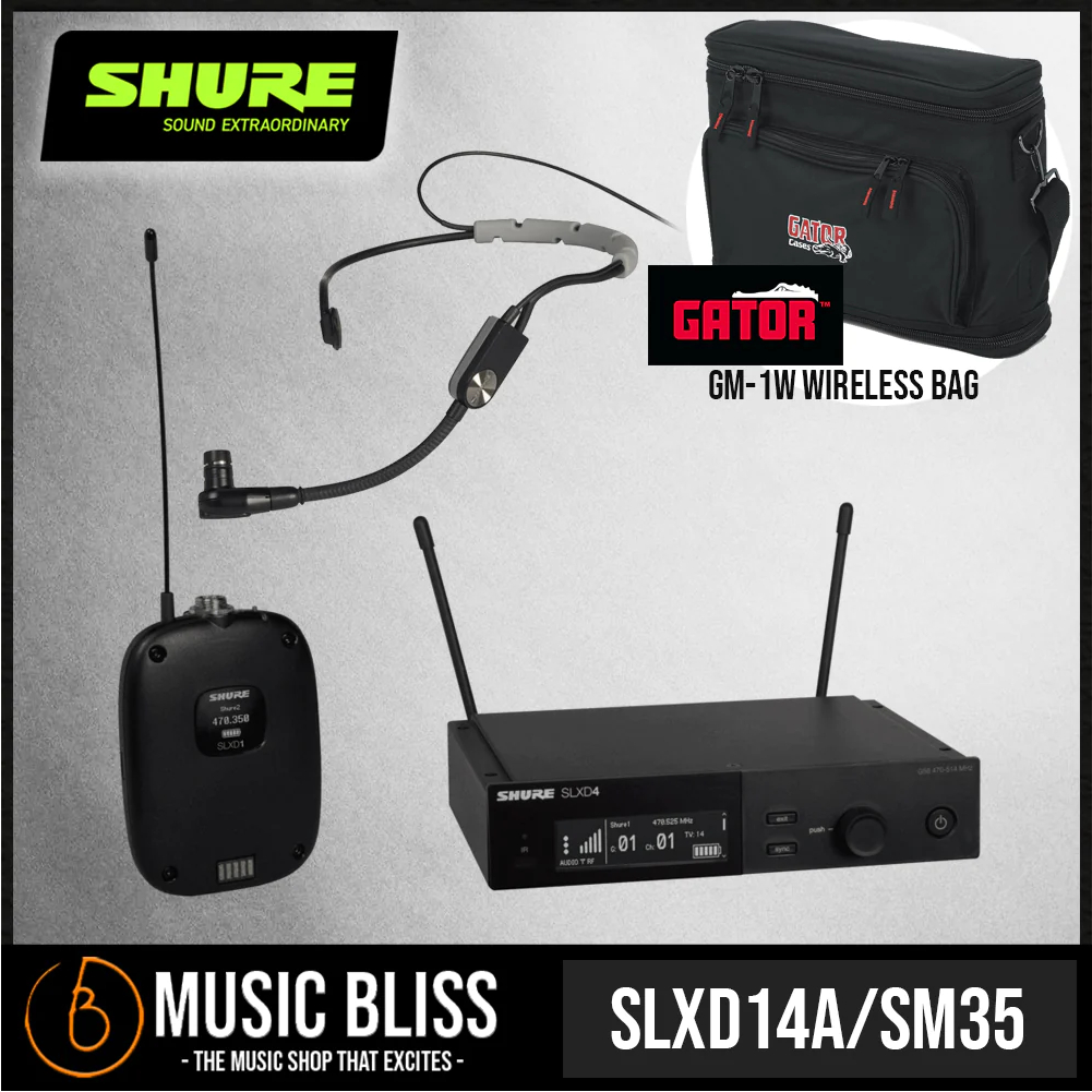 Shure SLXD14/SM35 Wireless System with SLXD1 Bodypack Transmitter and SM35 Headset Microphone ...