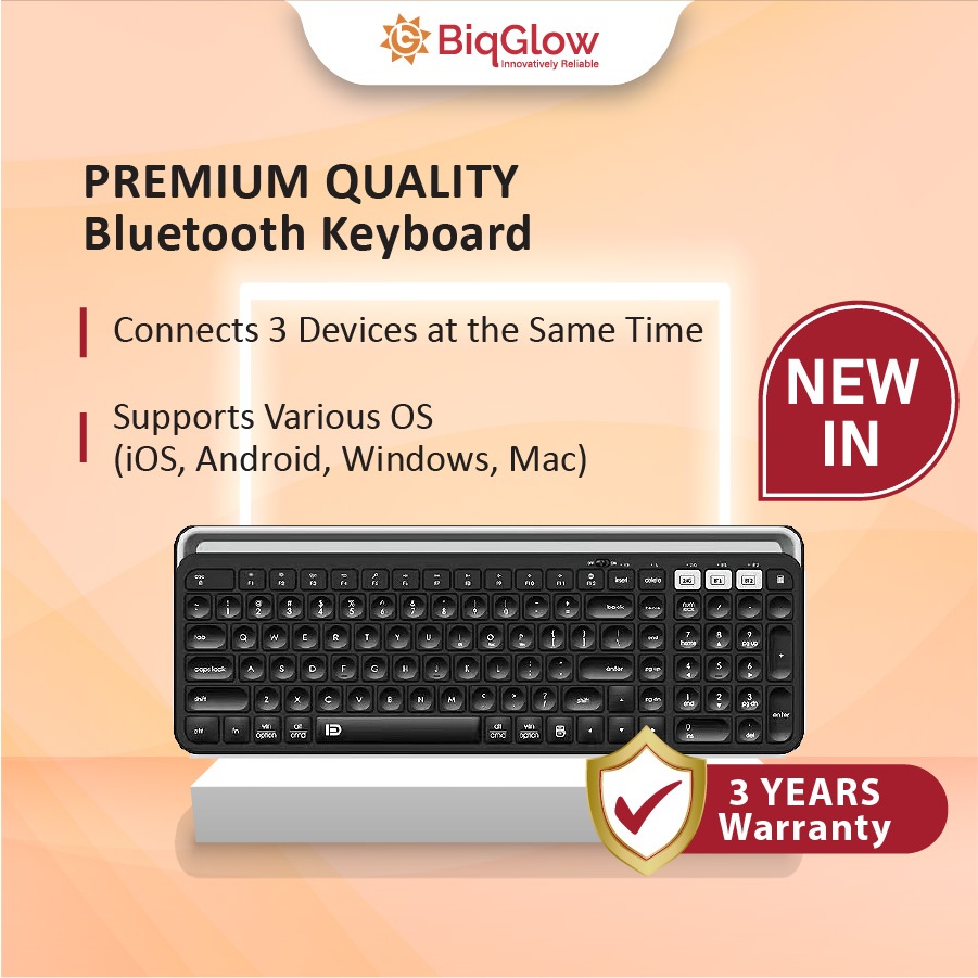 BiqGlow 【Premium & Superior】 Professional Wireless Keyboard Multi Device iOs Android Mac Windows ...
