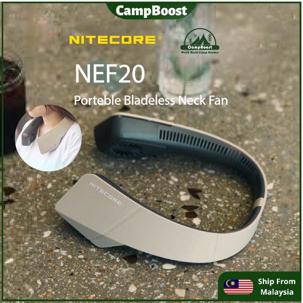 CampBoost NITECORE NEF20 Portable Hanging Neck Fan Kipas Camping Fan Cooler USB Fan Portable Fan ...