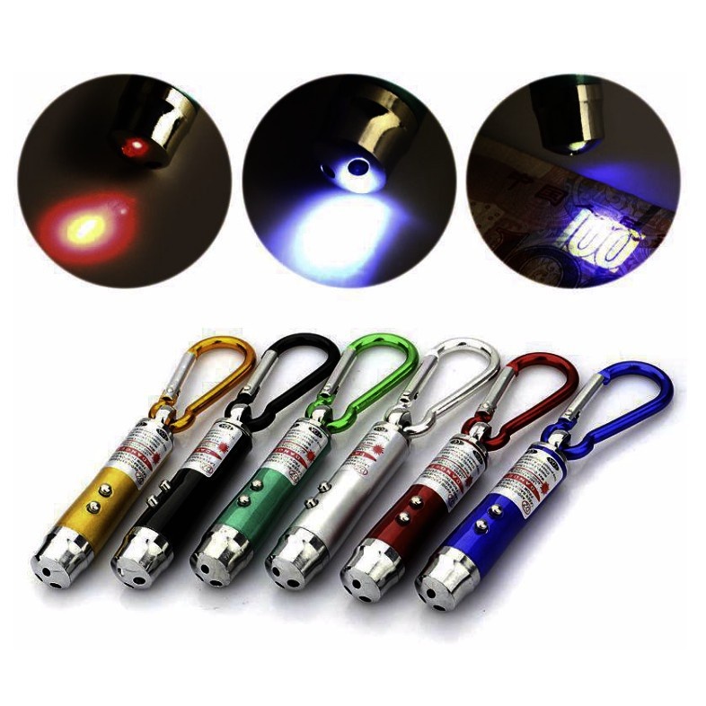 (Battery Included) 3 In 1 Laser Pointer Keychain With Laser LED Light ...