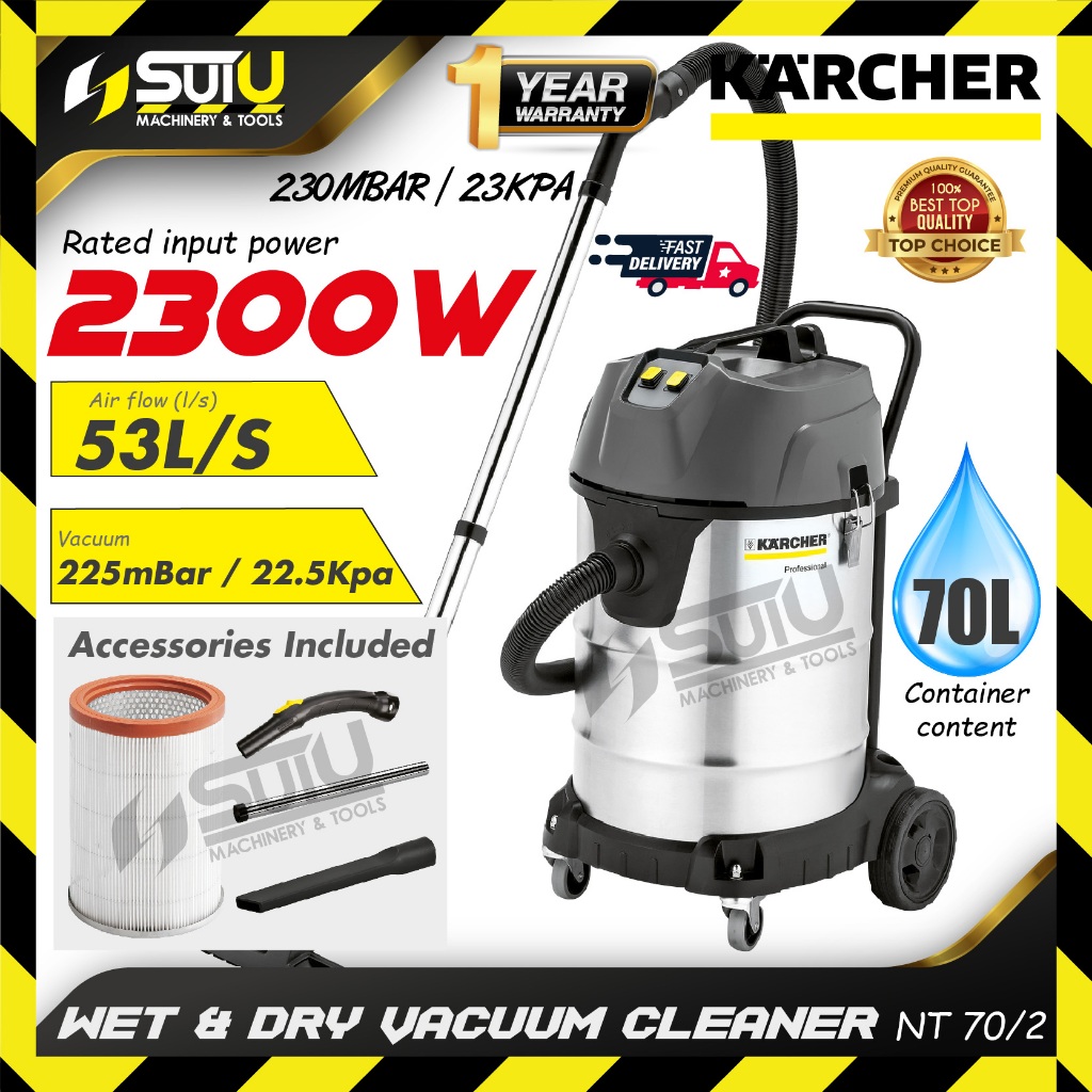 KARCHER NT 70/2 / NT70/2 ME CLASSIC 70L Wet & Dry Vacuum Cleaner / Vakum / Penyedut Habuk 2300W ...