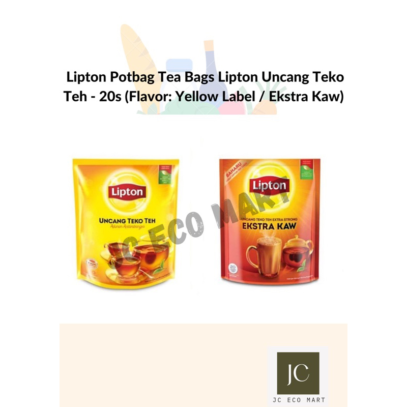 Lipton Potbag Tea Bags Lipton Uncang Teko Teh - 20s (Flavor: Yellow ...