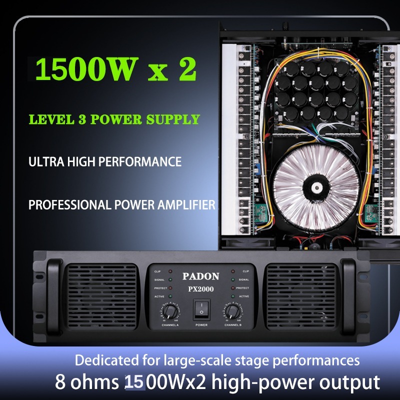 Professional amplifier, 3u two channel, 8 ohms, audio amplifier H-class ...