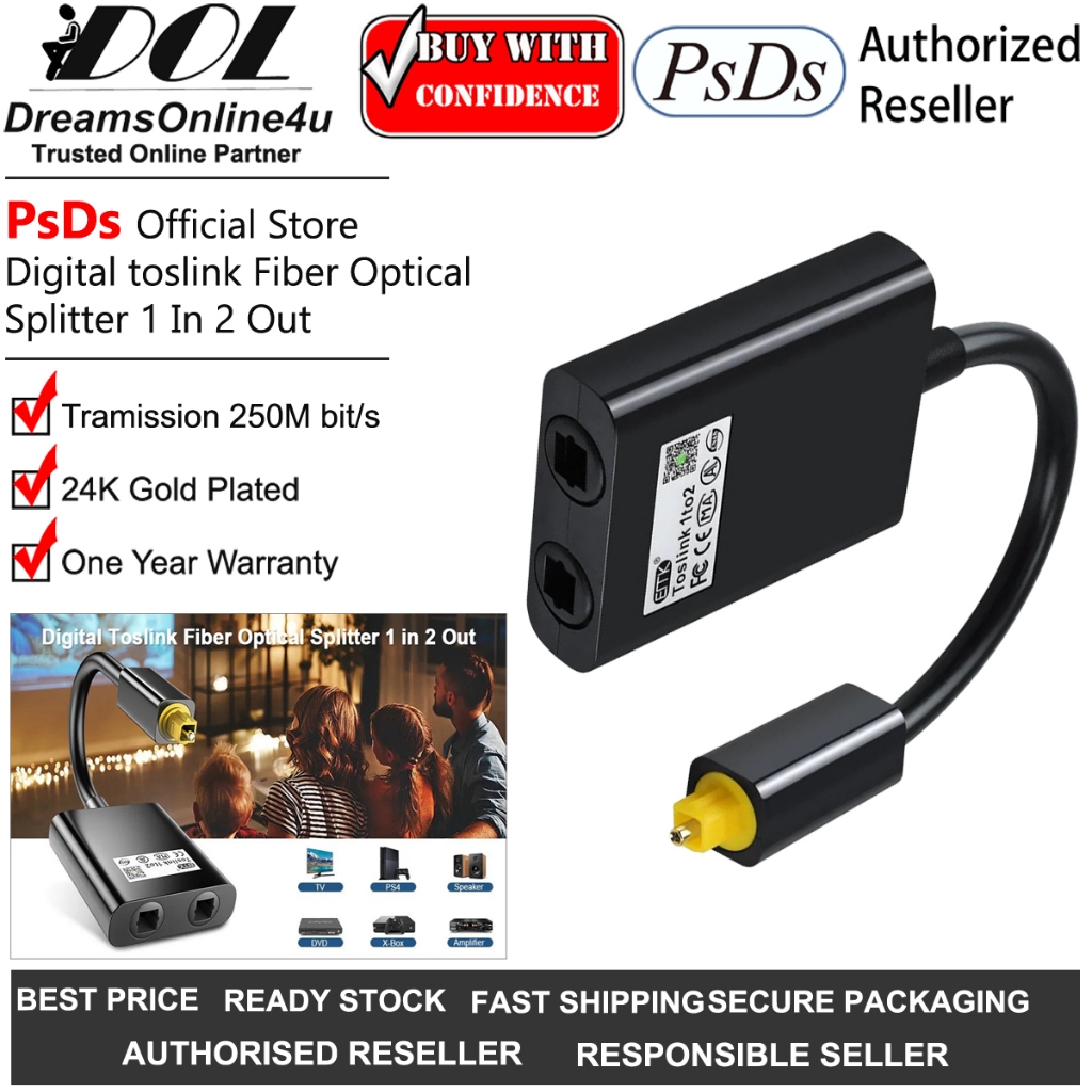 EMK PsDs Gold-Plated 250M Bits/s Digital SPDIF Toslink Optical Audio ...