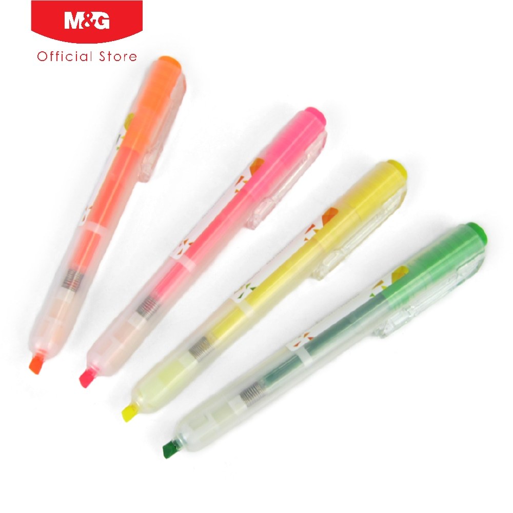 M&G Fluo-Click Retractable Highlighter – Bright Colors, Smooth ...
