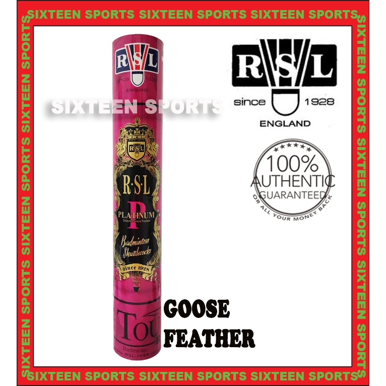RSL Platinum Shuttlecocks - GOOSE FEATHER (12pcs in a tube) | Shopee ...