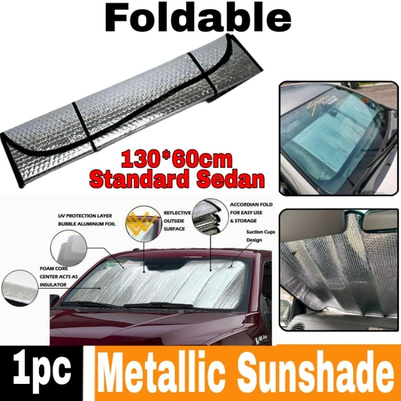 Car Front Metallic Sunshade Foldable Double Sided myvi bezza axia alza ...