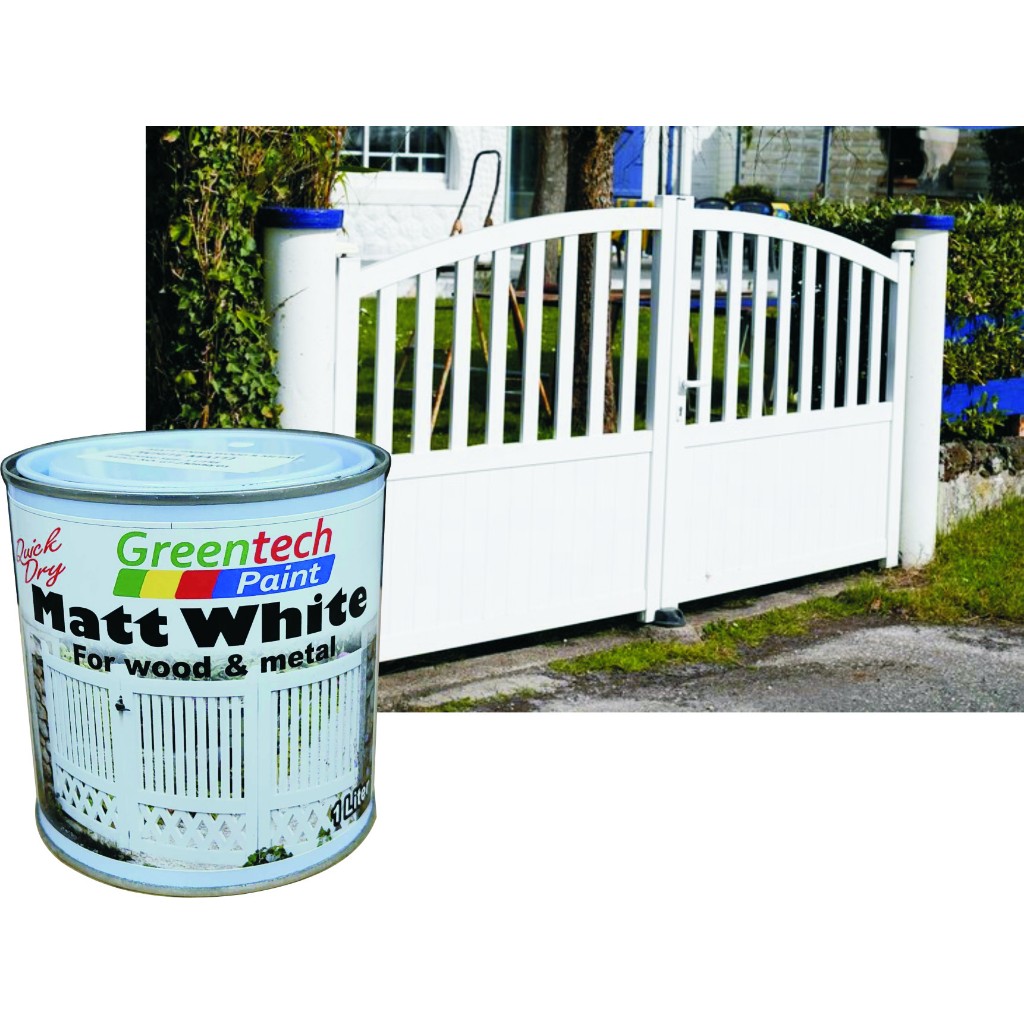 1L ( MATT WHITE ) GREENTECH Brand Metal Paint Matt white Cat Besi Putih ...
