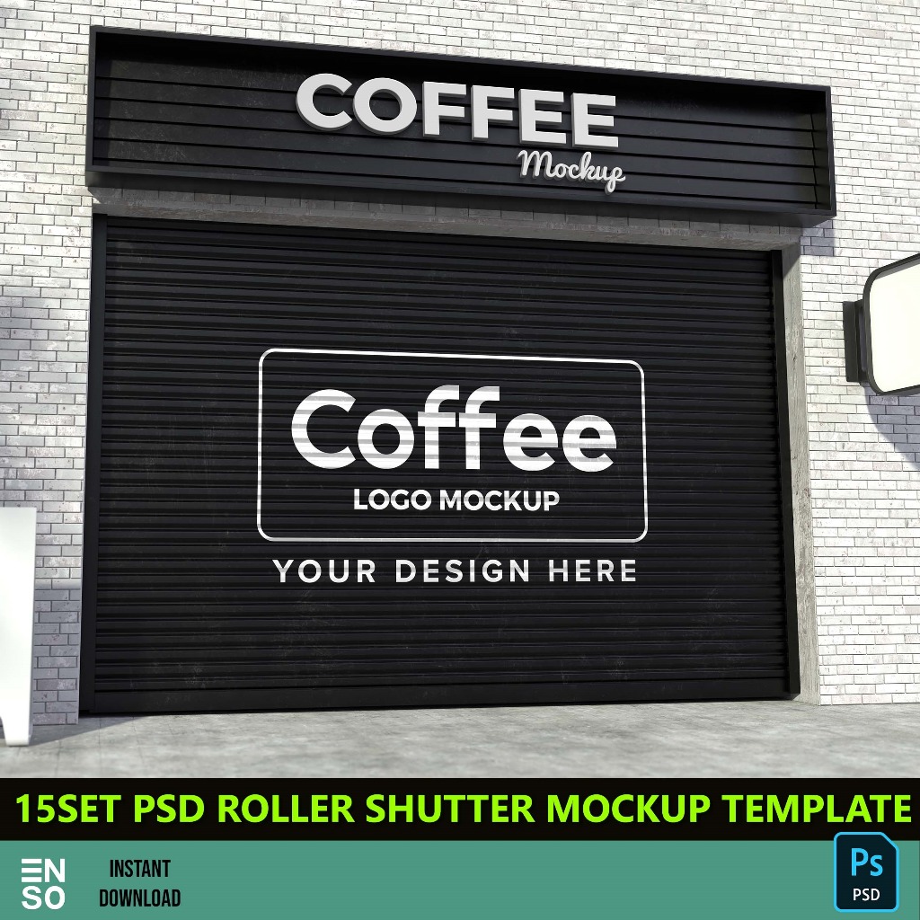15-Set PSD Roller Shutter Mockup | Editable Mockup Template Design ...