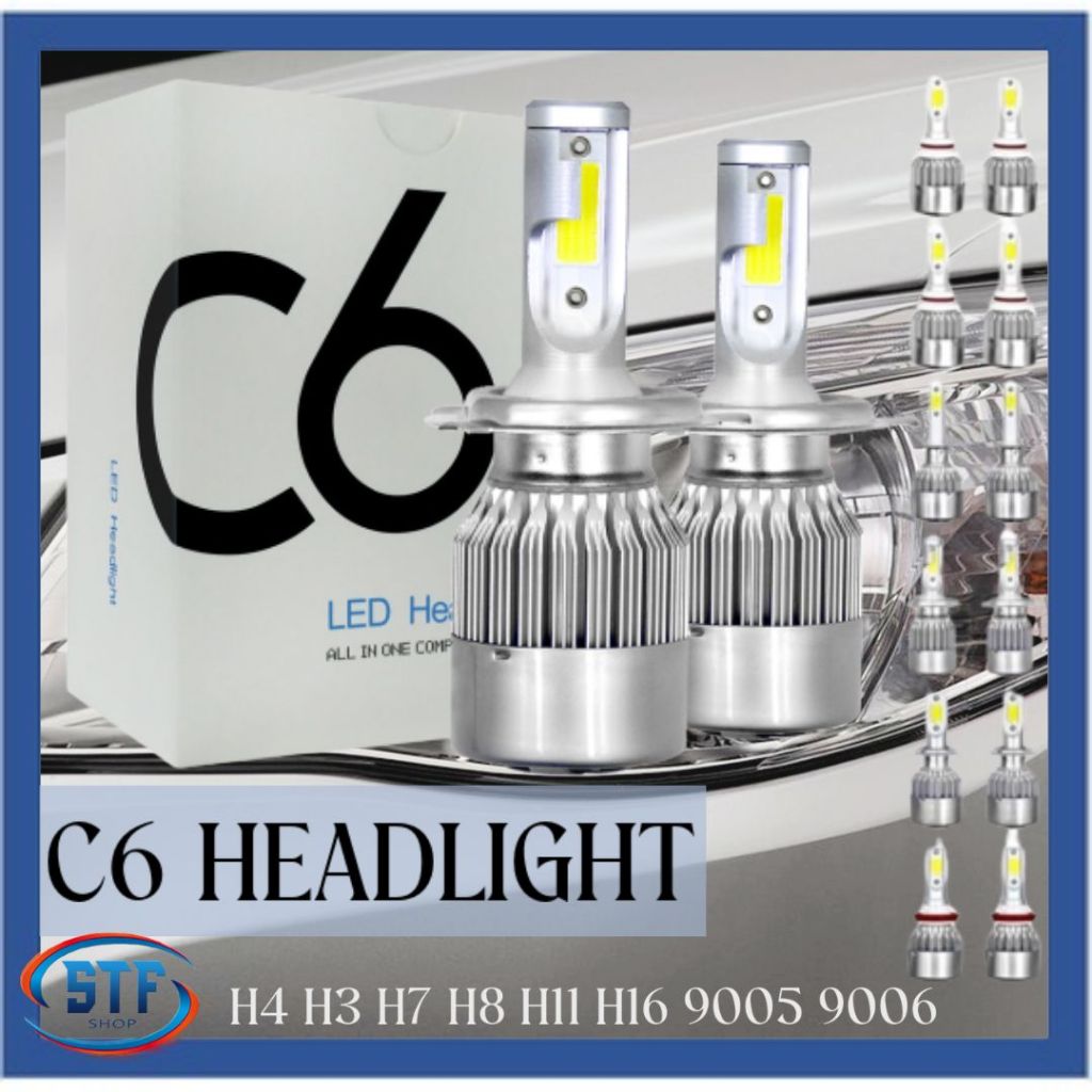 C6 Led headlight 2pc/PairSEPASANG Car motor LED Headlamp Bulb 6000k H4 ...