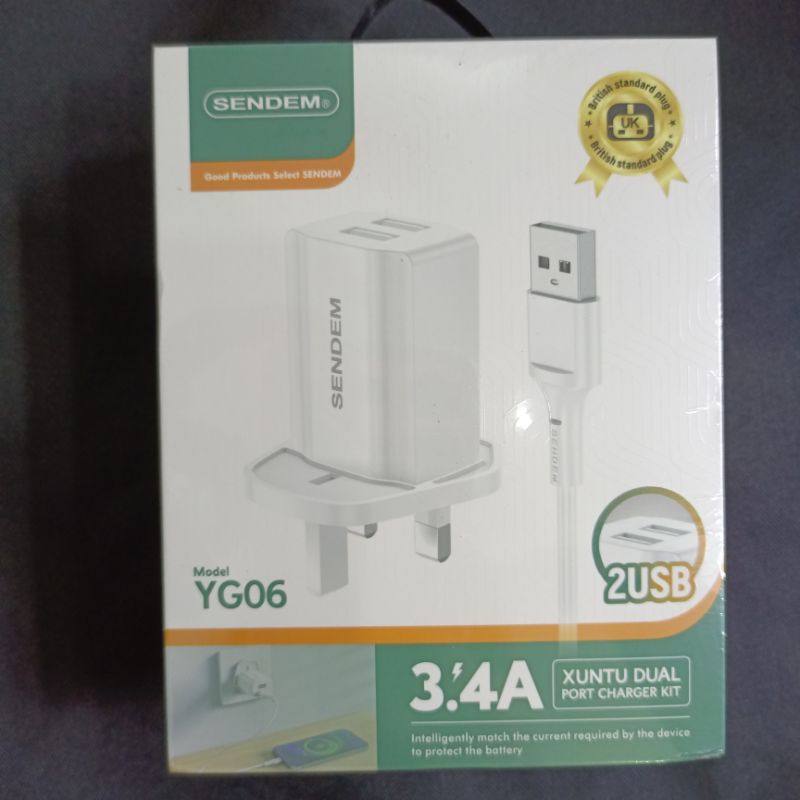 SENDEM 2USB XUNTU DUAL PORT CHARGER KIT type-c and ios cable | Shopee Malaysia