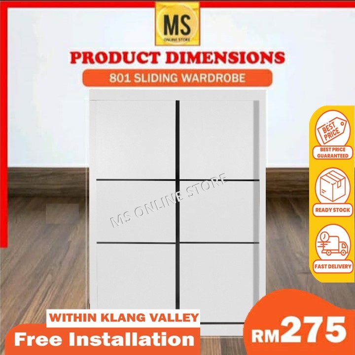 ( KL & SELANGOR ) 801WD SLIDING WARDROBE *WHITE COLOUR* Closet Sliding ...