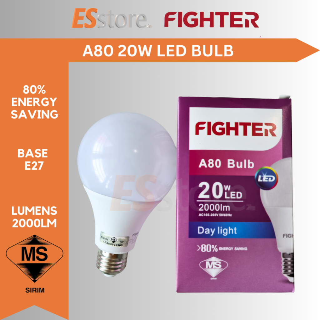 ES/E27 Fighter Bulb Lamp Led Bulb 6500K Energy Saving 20W Daylight / Lampu Mentol Pusing Putih ...