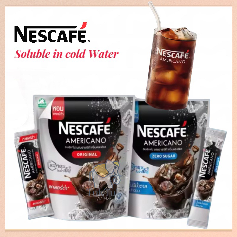 🇹🇭 Nescafe Americano iced 🧊 Original / Zero Sugar Soluble in cold water ...
