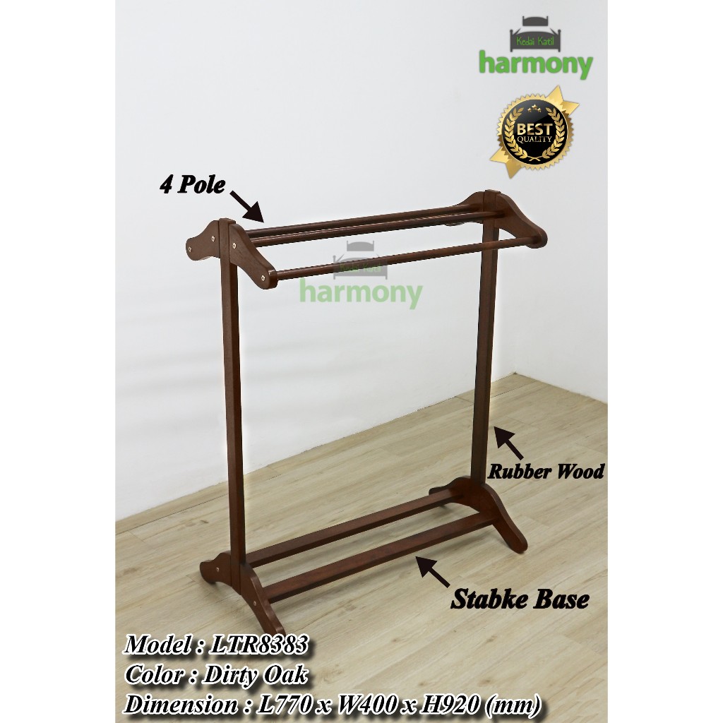 Harmony 4 Pole Wooden Towel Rack / Rak Tuala Kayu / Penyidai Baju ...