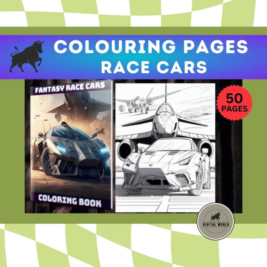 Digital Colouring Page | Race Cars Colouring Page | Colouring For Kids ...
