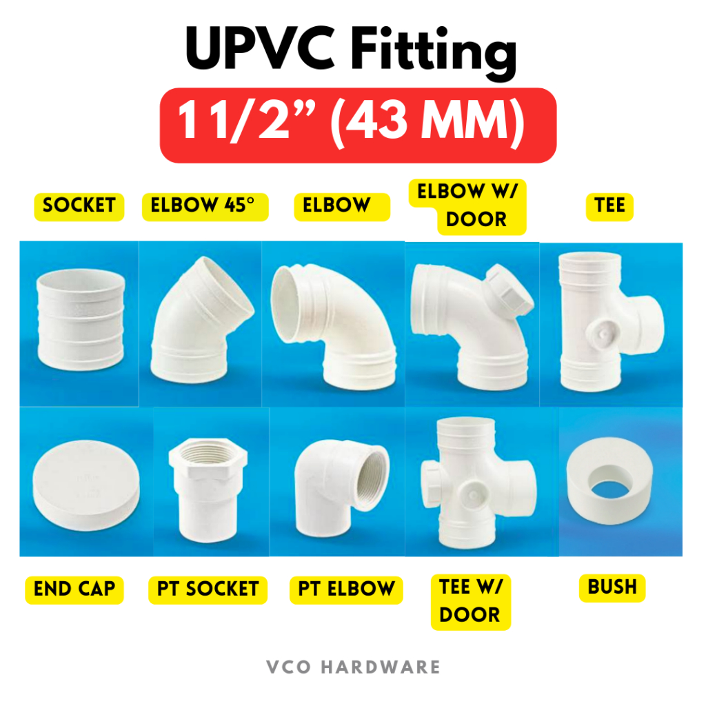 [ 1 1/2" / 43 MM ] UPVC Pipe Fittings White UPVC Pipe Connector/Pemyambung Paip Putih/Kitchen ...