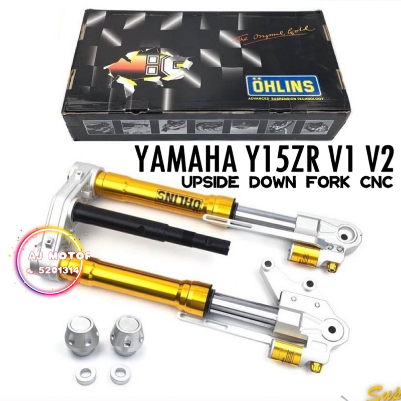 YAMAHA Y15ZR V1 V2 FRONT UPSIDE DOWN FORK CNC SET Y15 DEPAN ABSORBER SPRING USD LAY ALLOY MONO ...