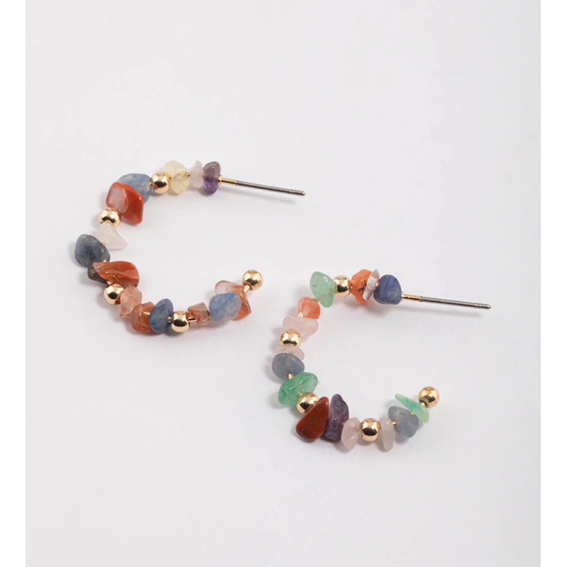 Lovisa Gold Tone Semi Precious Stone Hoop Earring | Shopee Malaysia