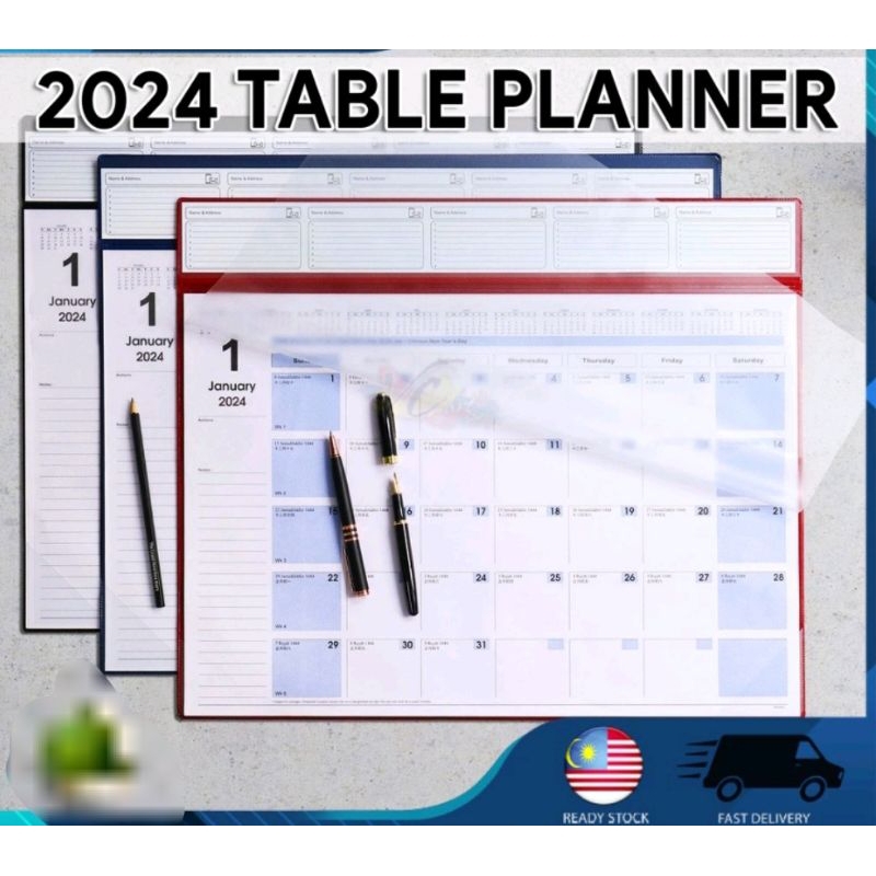 [Ready stock] Personal/Office Desk 2024 Table Calendar Planner A2 Size ...