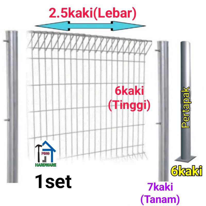 *FULL SET* Fencing Pagar Galvanized~ (Lebar 8kaki/45"/2.5kaki) | Shopee ...