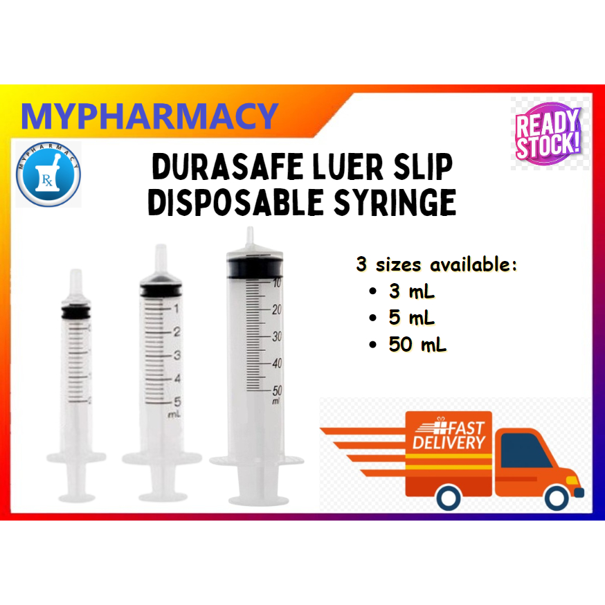 DURASAFE LUER SLIP DISPOSABLE SYRINGE 3ML//5ML//50ML | Shopee Malaysia