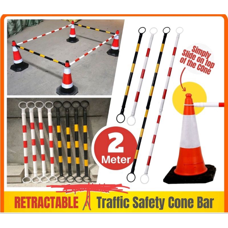 FIXED 2 Meter NON Expandable Retractable Cone Bar Pole Traffic Safety ...