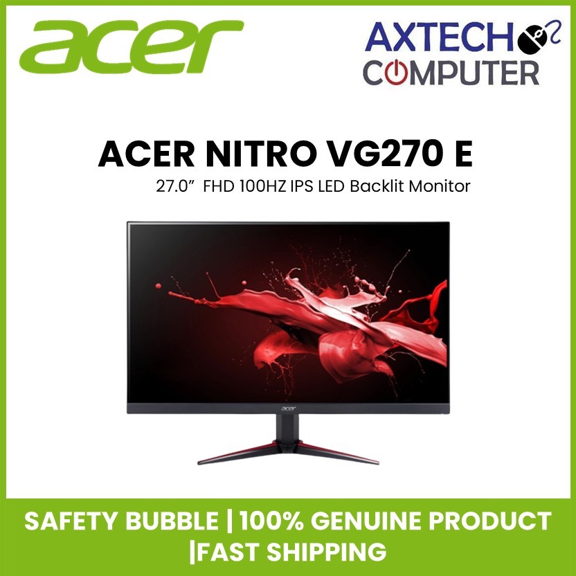 Acer Nitro VG270 E 27" FHD IPS 100Hz Gaming Monitor (DP, HDMI, 3 Yrs ...