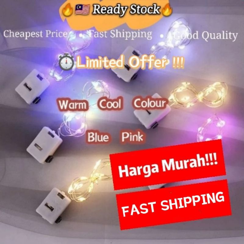 🔥Battery Included🔥 1/2/3M 3 Modes LED Light Fairy Light String Lampu ...