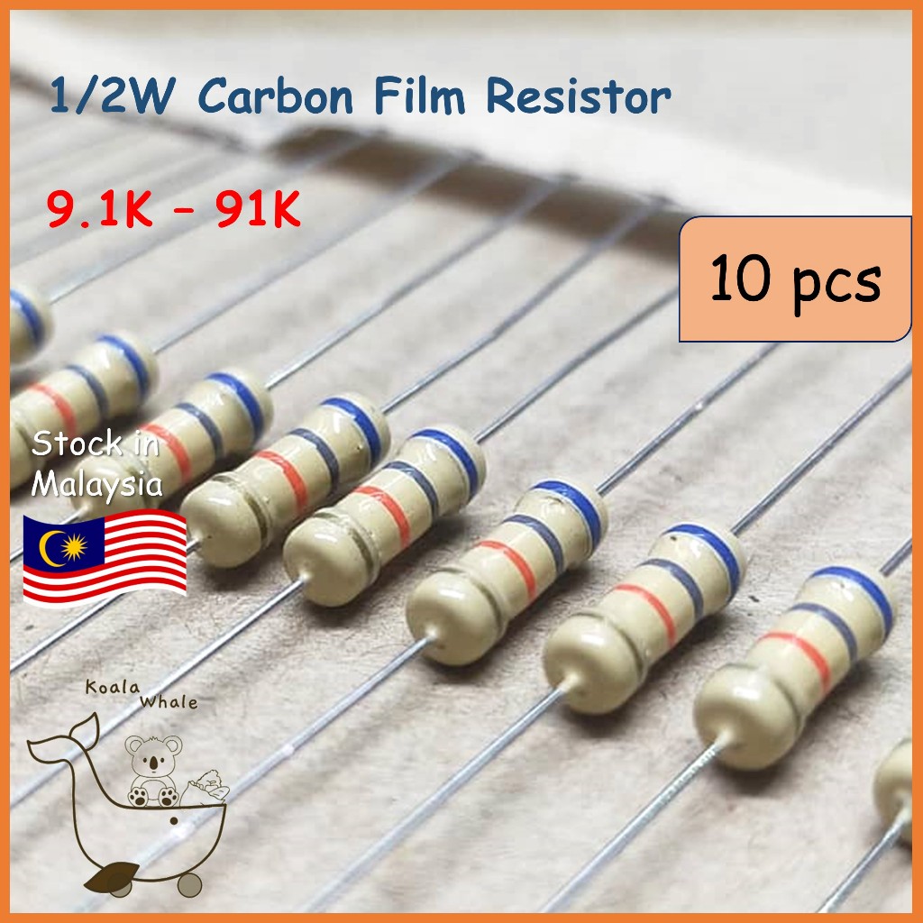 1/2W Carbon Film Resistor 0.5W 9.1K 10K 12K 15K 18K 20K 22K 27K 30K 33K ...