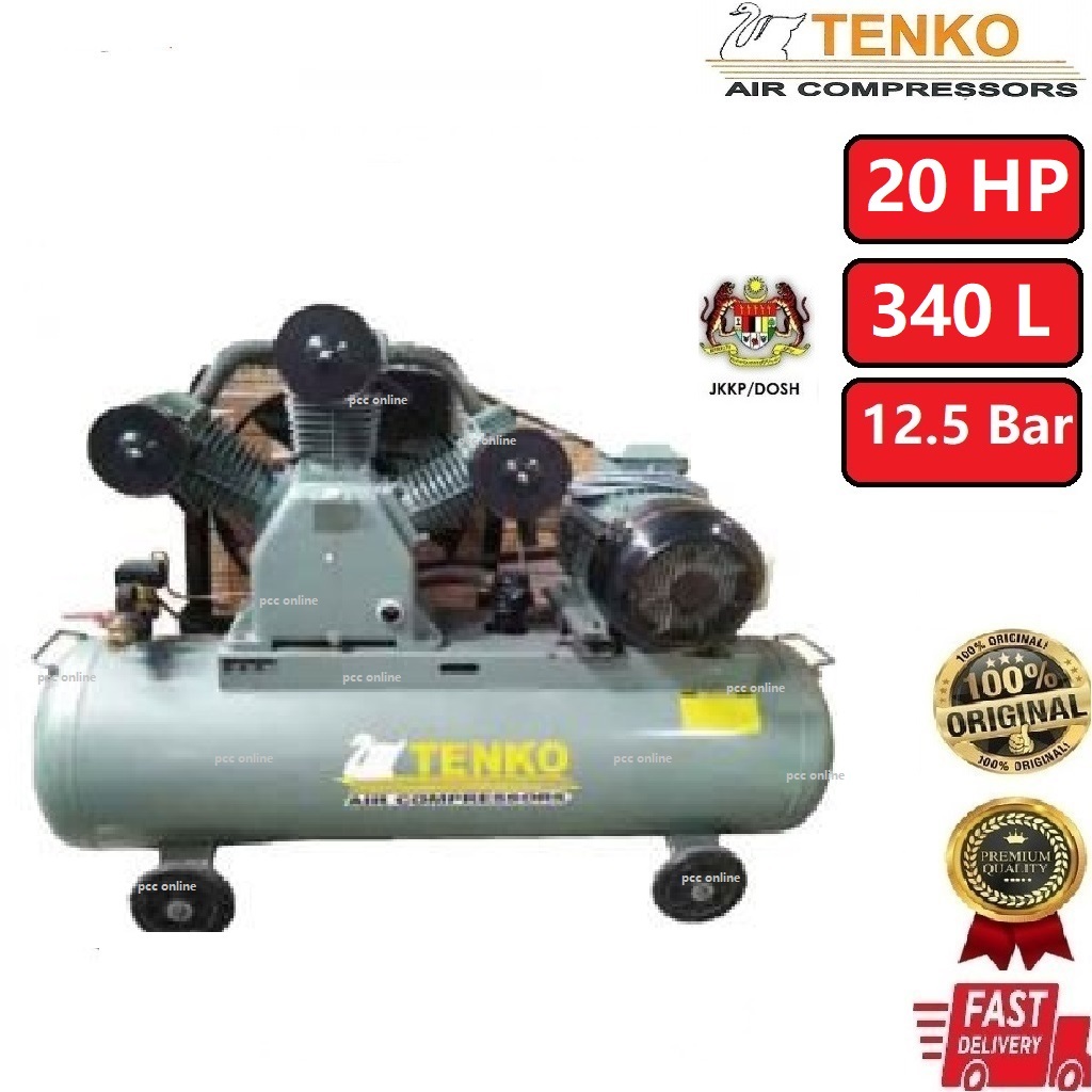 Tenko W-2.0 Air Compressor |Compressor Angin 20HP 340L 12.5Bar (3 Phase ...