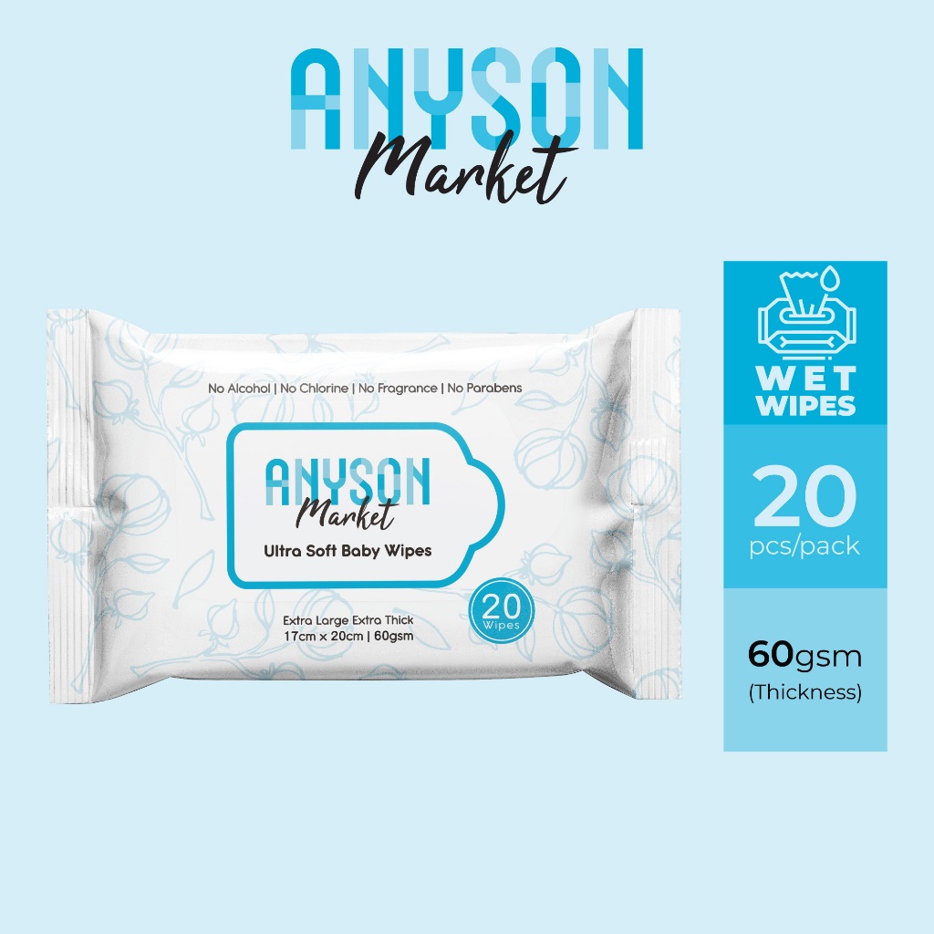 ANYSON MARKET Extra Thick Extra Large Wet Tissue Baby Wipes Tisu Basah ...