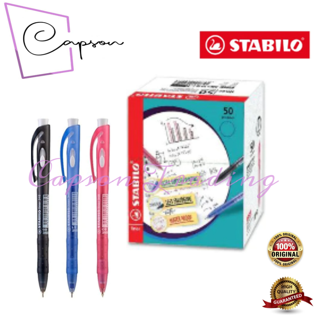STABILO Liner 348 Ballpoint Pen / Retractable Semi Gel Pen (0.5mm/0.7mm ...