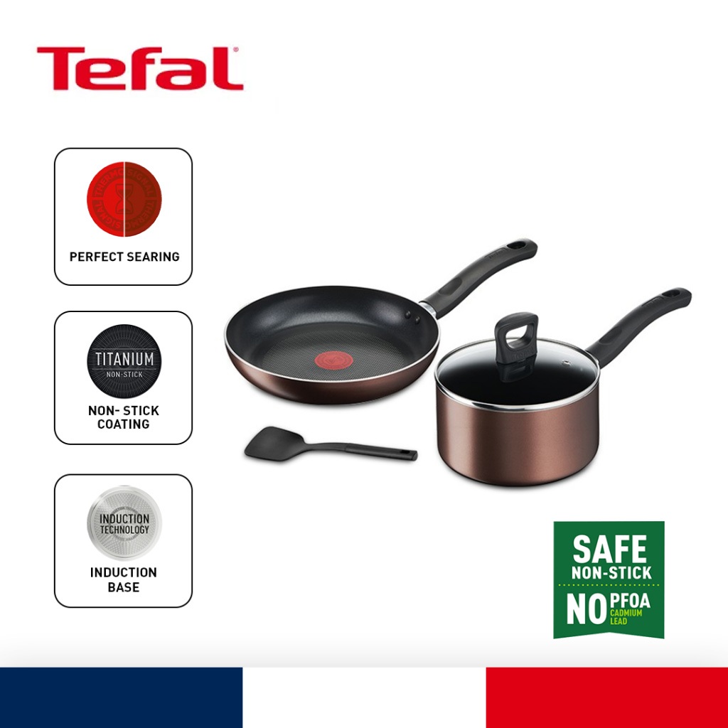 Tefal Day by Day 4-PC set (Frypan 24cm + Saucepan with lid 18cm + Small spatula) G143S4 | Shopee ...