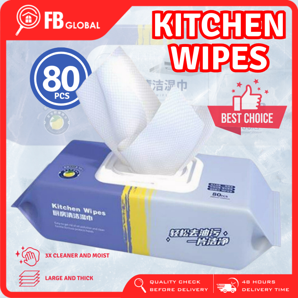 80 Pcs Kitchen Cleaning Wipes Disposable Kitchen Wet Tissue Kitchen ...